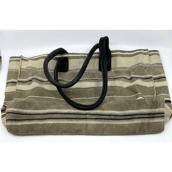 Chico's | Bags | Chicos Bag Womens Gray Canvas Striped Double Handle ...